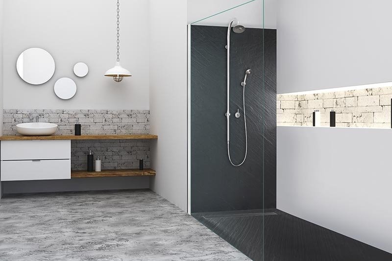 Receveur pierre naturelle graphite noir 90 x 90 cm - grille carrée ...